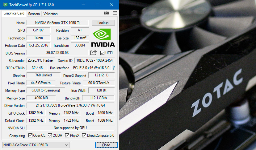 Zotac Geforce GTX 1050 Ti OC Edition | Review